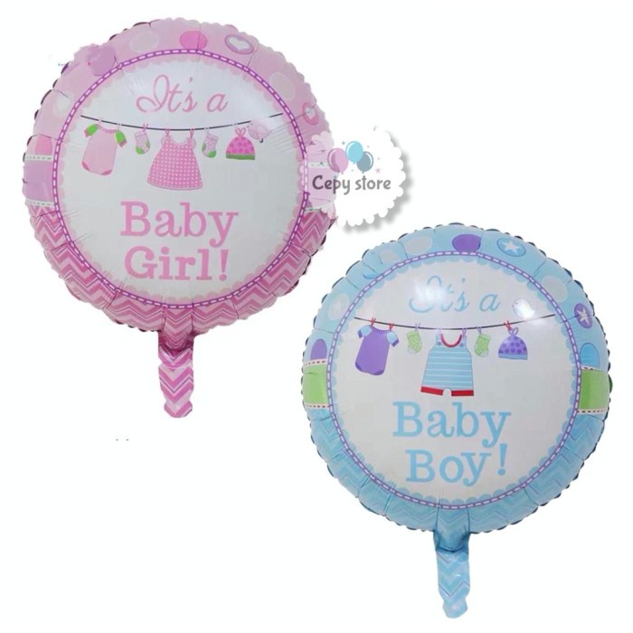 Jual Balon Foil Bulat Baby / Balon It's a Girl Boy / Balon Foil Baby ...