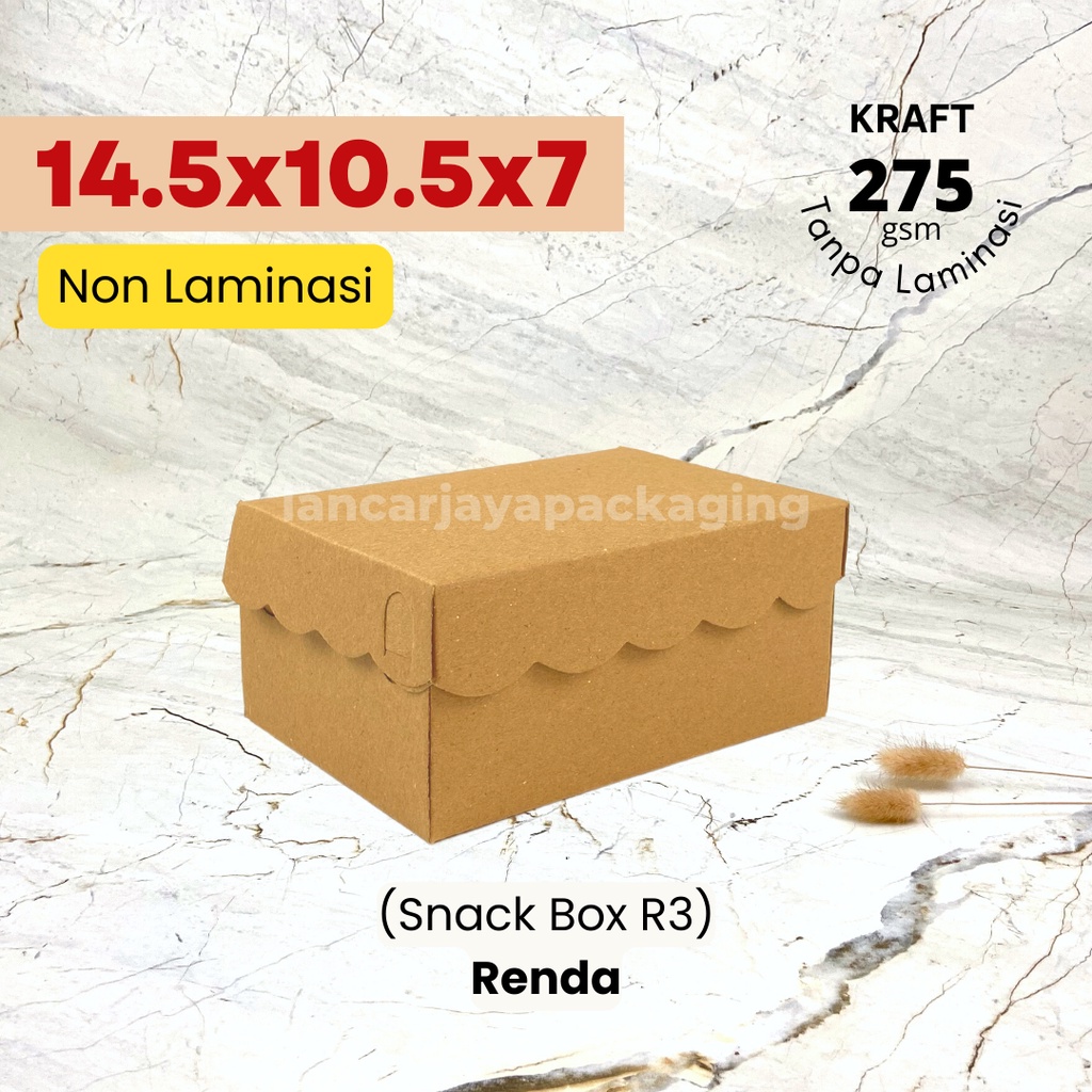 Jual Kotak Snack R3 Box Kue Renda Kraft Coklat 14.5x10.5x7 cm | Shopee ...