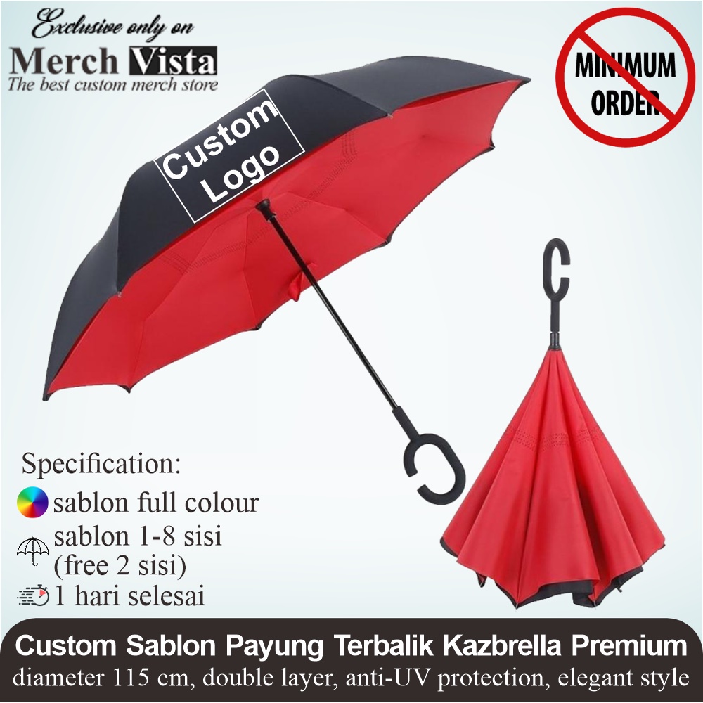 Jual Payung Terbalik Kazbrella Custom Sablon Premium | Shopee Indonesia