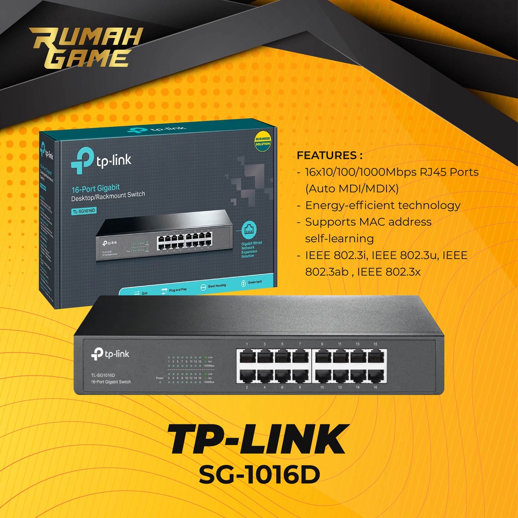 Jual Switch Hub Lan 16 Port TP-Link TL-SG1016D Gigabit Desktop/Rackmount Switch | Shopee Indonesia