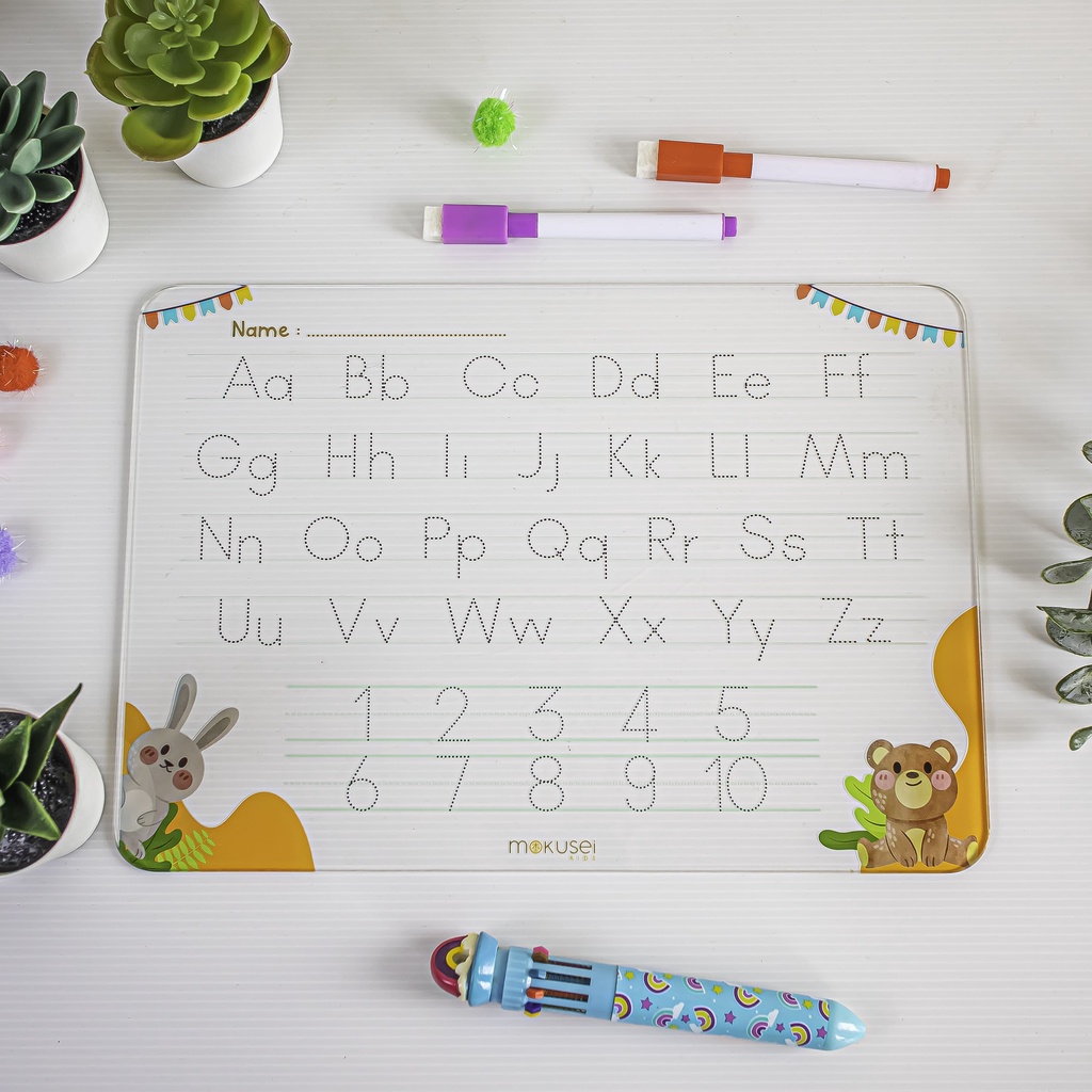 Jual Mokusei Kids | Alphabet Numbers Tracing Acrylic | Papan Akrilik ...