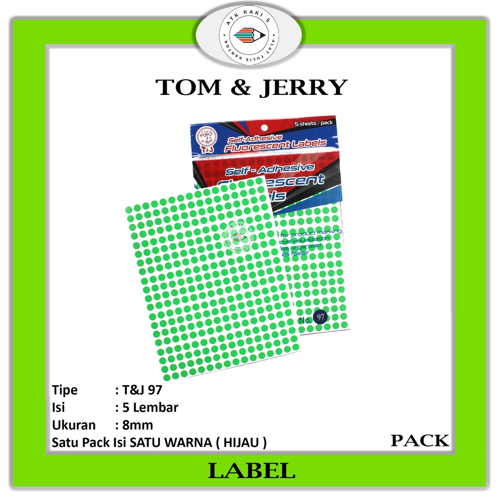 Jual TOM & JERRY - Label / Sticker Color Green No. 97 - Pad | Shopee ...