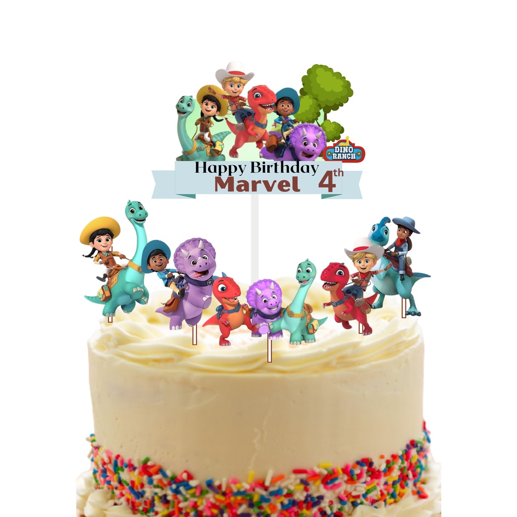Jual Topper cake Dino Ranch / Hiasan kue happy Birthday | Shopee Indonesia