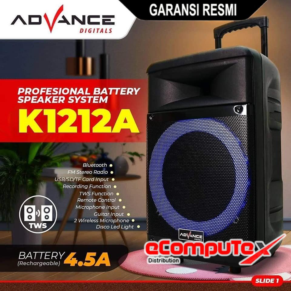 Jual SPEAKER KARAOKE ADVANCE 12" K-1212A SPEAKER BLUETOOTH KARAOKE 12 INCH K1212A GARANSI RESMI ...