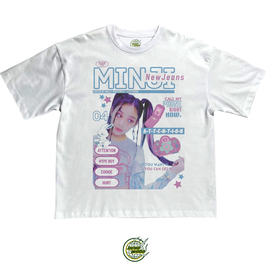 Jual OVERSIZED WHITE KIM MINJI POSTER VINTAGE Y2K BY NEWJEANS RAP TEE ...