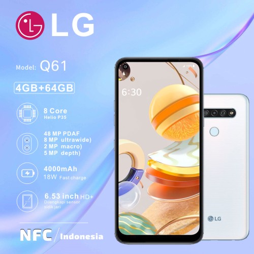 Jual LG Q61-NFC-6.53 inch original- 48MP+8MP+5MP+2MP-type-c 4GB/64GB hp murah Garansi | Shopee ...