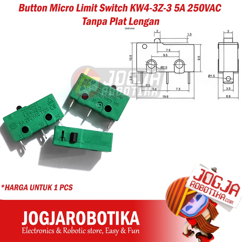 Jual Button Micro Limit Switch KW4-3Z-3 5A 250VAC Tanpa Plat Lengan ...