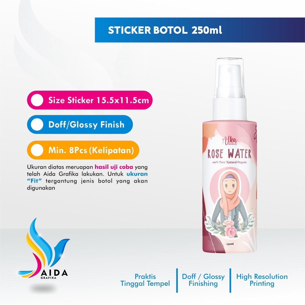 Jual Aida Grafika - Cetak Stiker Label Botol Spray Kosmetik Branding ...