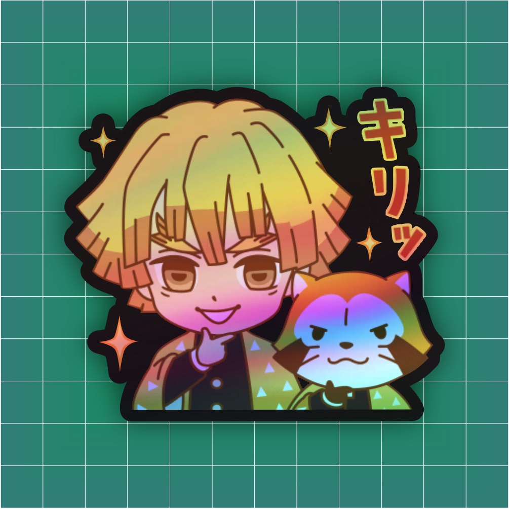 Jual Sticker Anime Hologram Zenitsu kimetsu no yaiba Ukuran 7 cm ...