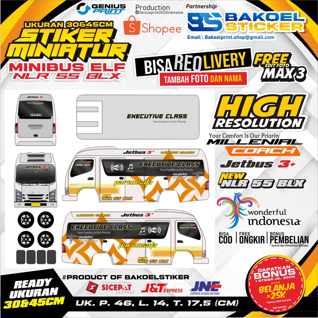 Jual STIKER MINIATUR MINIBUS ELF NLR55 BLX ISUZU UK. 30&45CM | Shopee ...