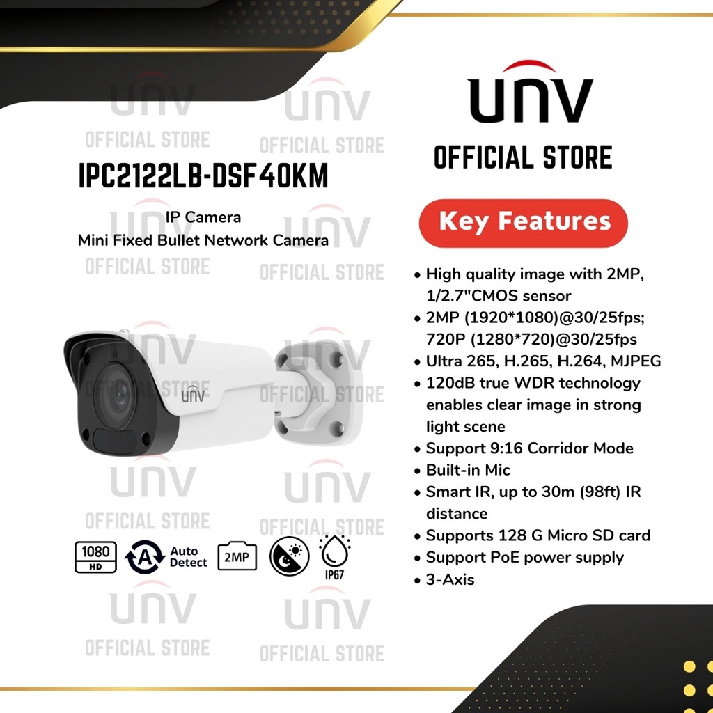 Jual UNV IPC2122LB-DSF40KM Uniview CCTV 2MP Mini Fixed Bullet Network ... Jual UNV IPC2122LB-DSF40KM Uniview CCTV 2MP Mini Fixed Bullet Network ...