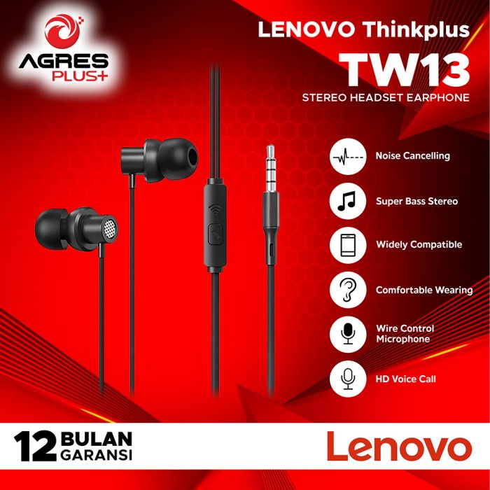 Jual LENOVO Thinkplus TW13 Earphone Headset Mic Stereo Noise Reduction AGP | Shopee Indonesia