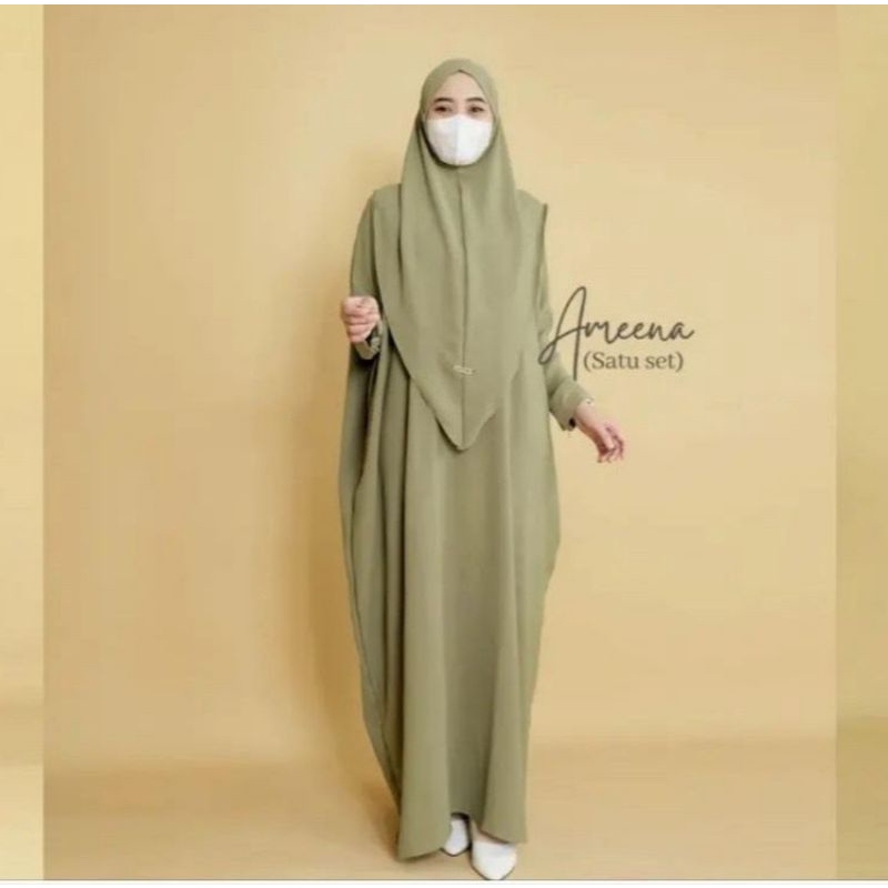 Jual KAFTAN AMEENA Krinkle premium SET HIJAB Panjang | Shopee Indonesia