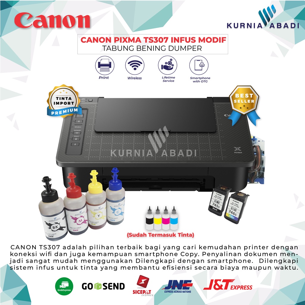 Jual Printer Canon PIXMA TS307 Infus Tabung Dumper Print WiFi Wireless ...