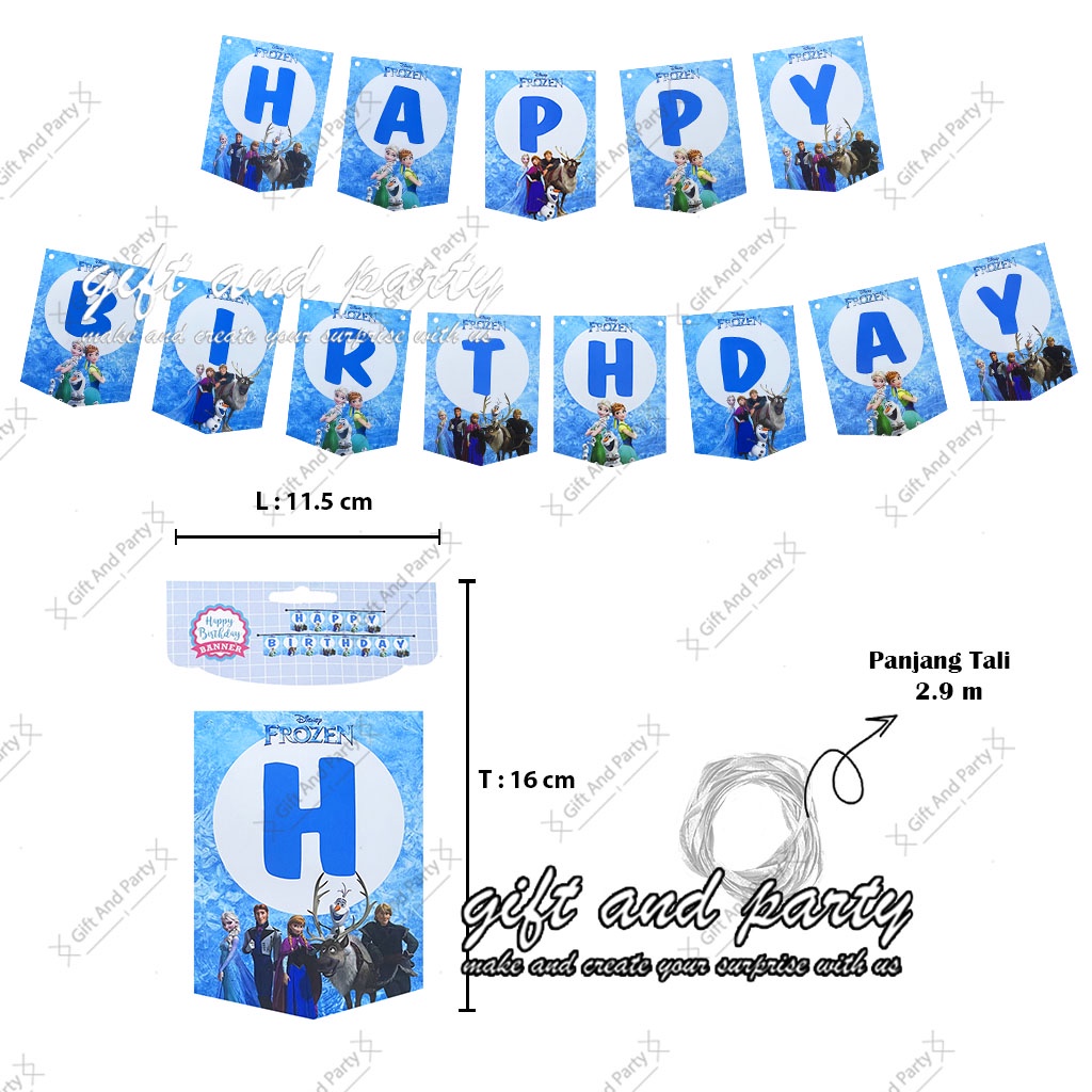 Jual Banner HBD Frozen / Bunting Flag Karakter Frozen | Shopee Indonesia