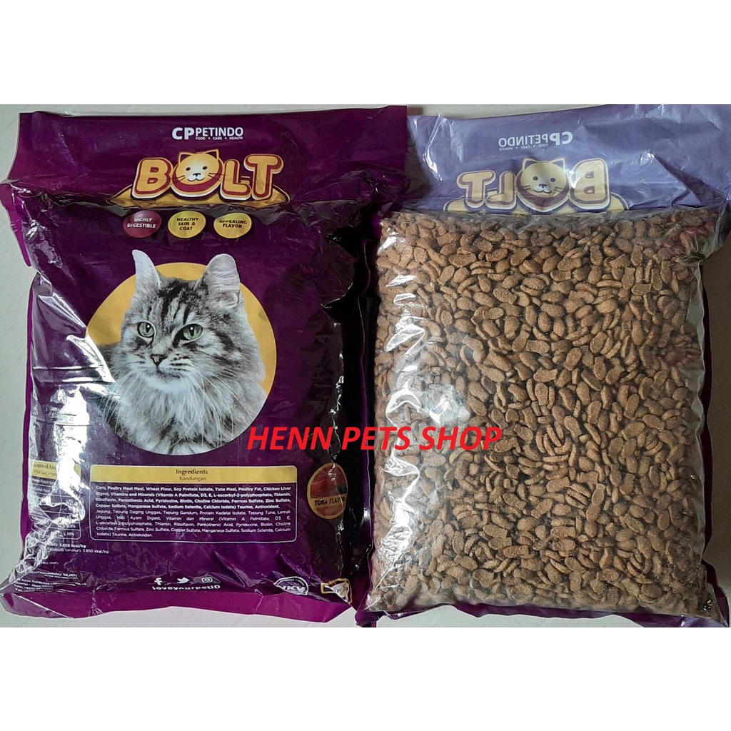 Jual pakan kucing penuh vitamin BOLT KUCING 1 Kg, Model Ikan, Makanan ...