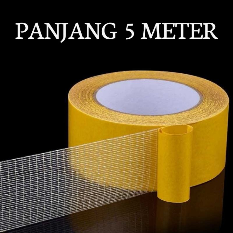 Jual double tape kuning dua sisi / isolasi dua sisi panjang 5 meter ...