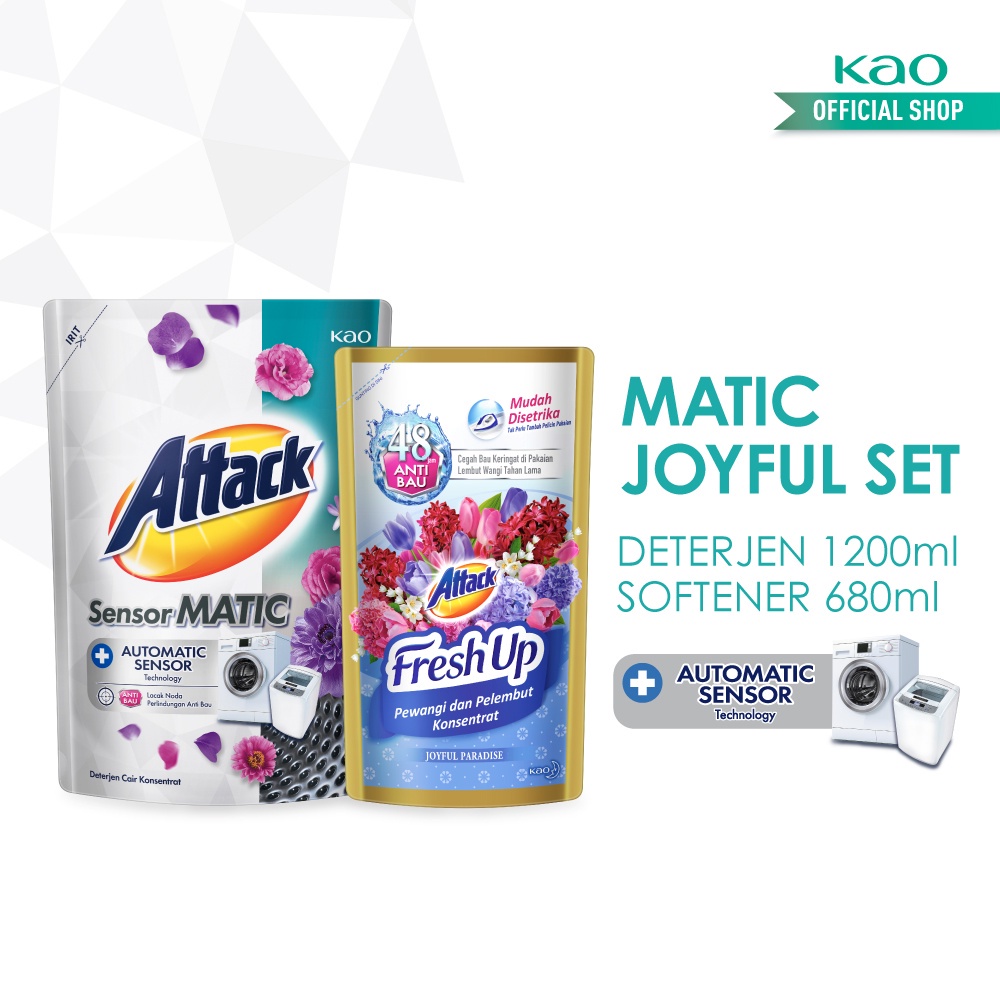 Jual Attack Sensor Matic Deterjen Cair Pouch 1200 mL + Attack Fresh Up Softener Pelembut Pewangi ...