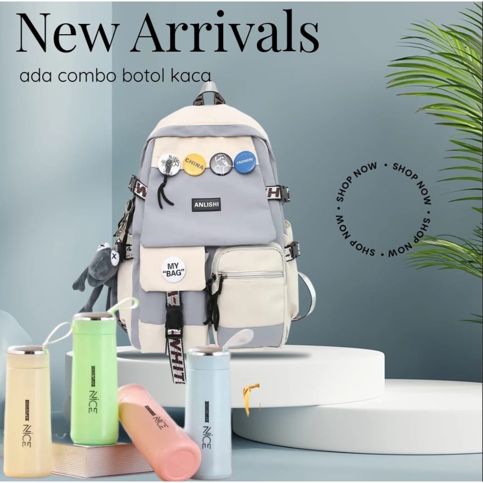 Jual MHS - TAS RANSEL KOREAN STYLE SD SMP SMA UNISEX GRATIS PIN MODEL TERBARU BANYAK KANTONG ...