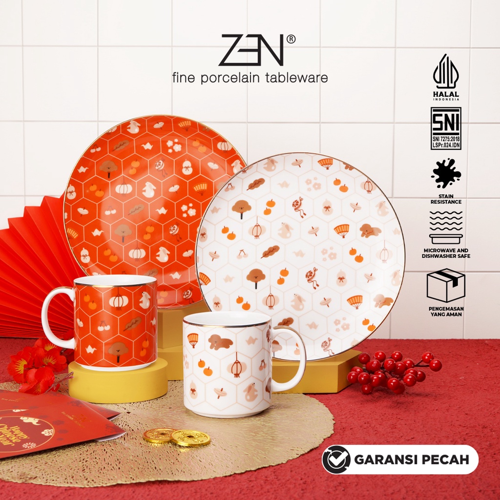 Jual ZEN X Kelly's Co Dinner Set Piring Mug Keramik Honeycomb + Gift ...