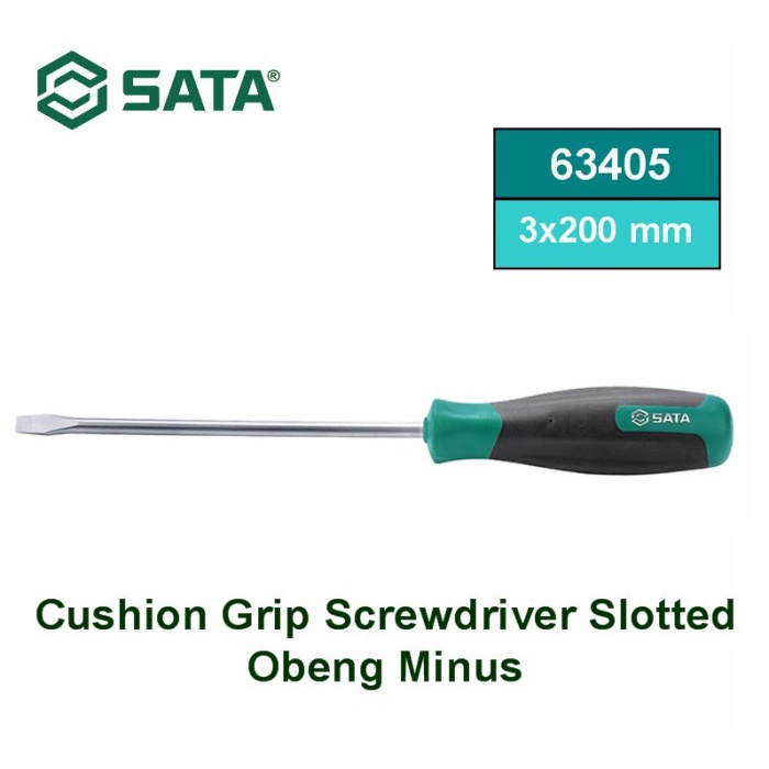 Jual SATA 63405 Obeng Minus 3 x 200 mm Cushion Grip Slotted Screwdriver ...