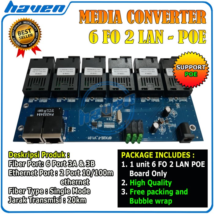 Jual Media Converter 6 Port FO 2 Port LAN POE 10/100 Converter 6 FO 2 LAN | Shopee Indonesia