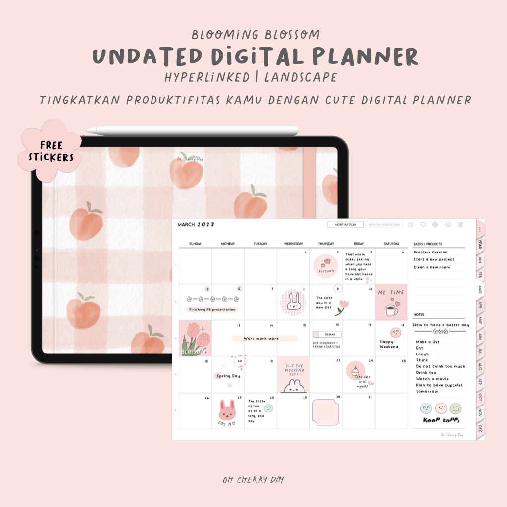 Jual Undated Pink Digital Planner untuk iPad/Tablet Digital Bujo Bullet ...