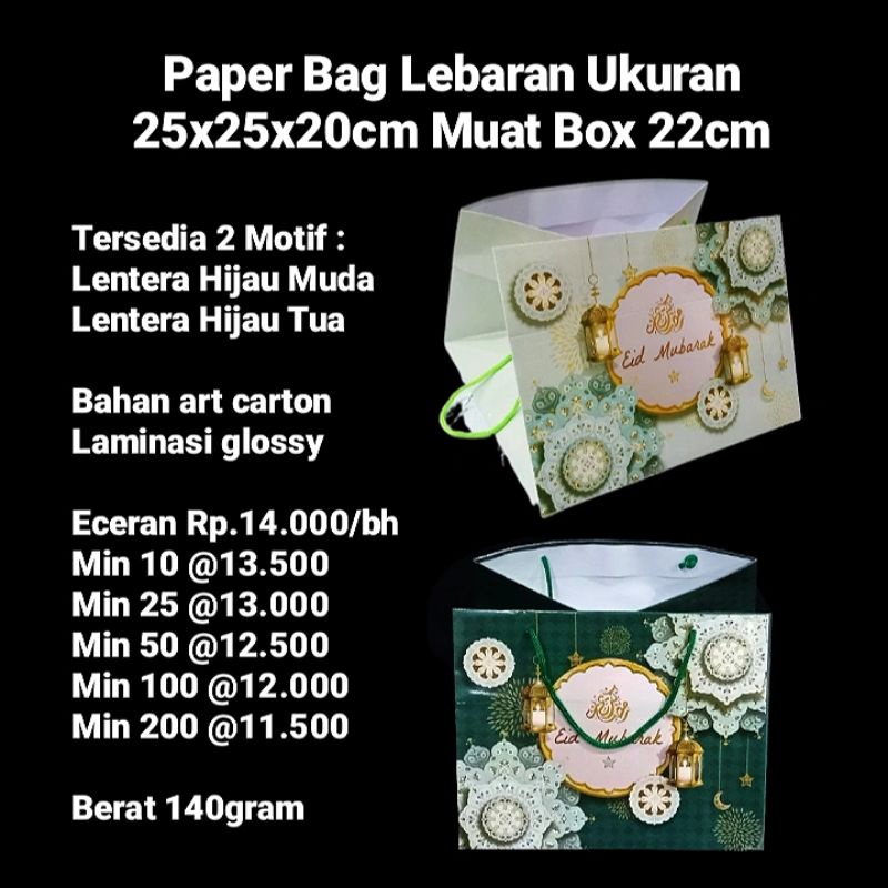 Jual Paper Bag Lebaran Ukuran 25x25x20cm Muat Box 22cm | Shopee Indonesia