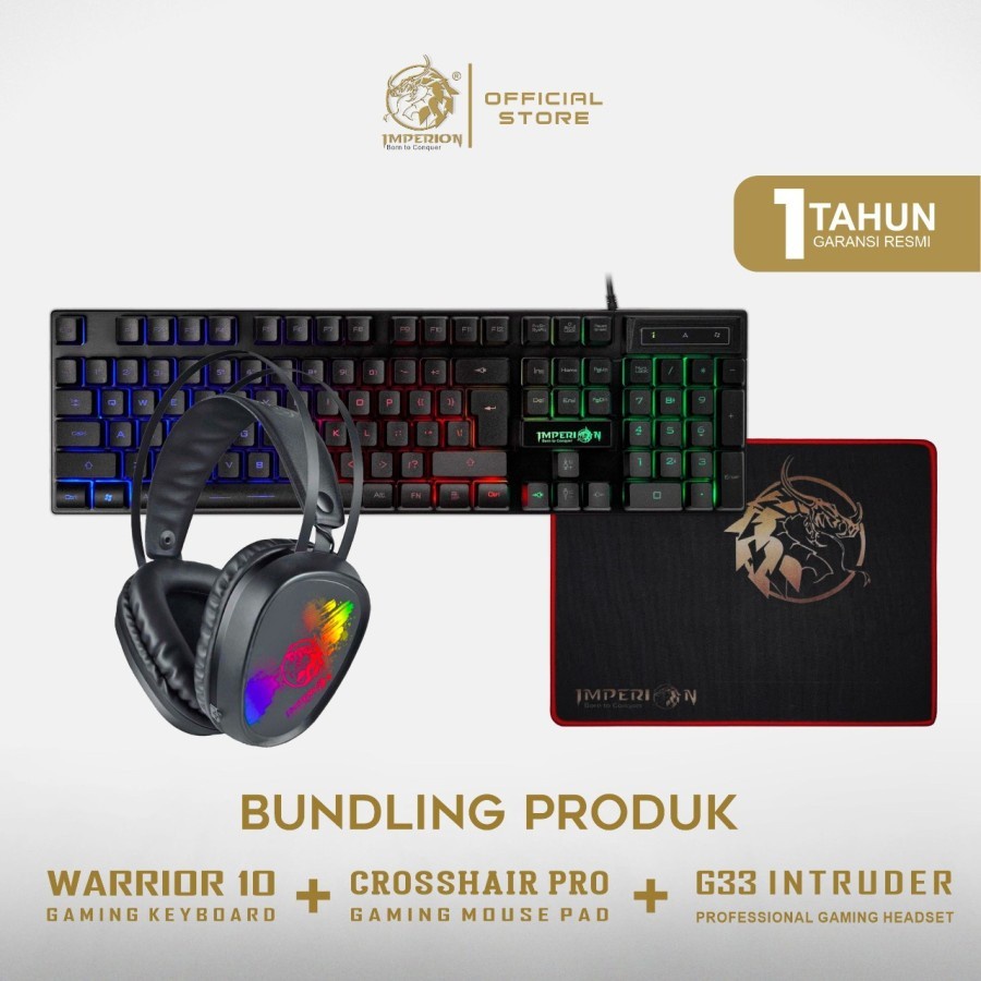 Jual Gaming Keyboard Warrior 10 + Mousepad CROSSHAIR + Headset INTRUDER ...