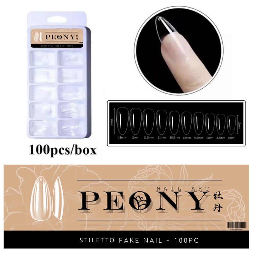 Jual KUKU PALSU 100PC PEONY FAKE NAILS DENGAN BOX/ Kuku Palsu Coffin ...