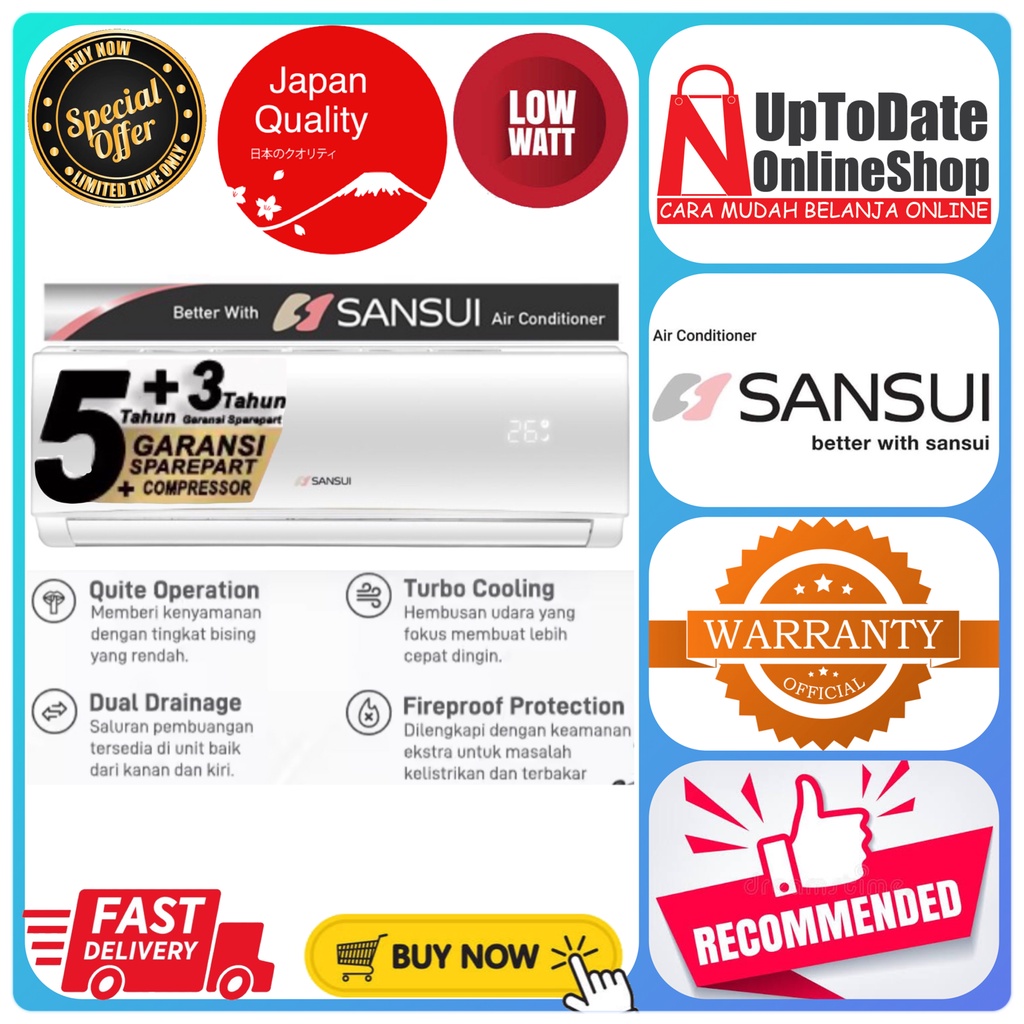 Jual AC SANSUI STANDARD 1 PK L09S2 L 09S2 SUPER COOLING JAPAN QUALITY ...