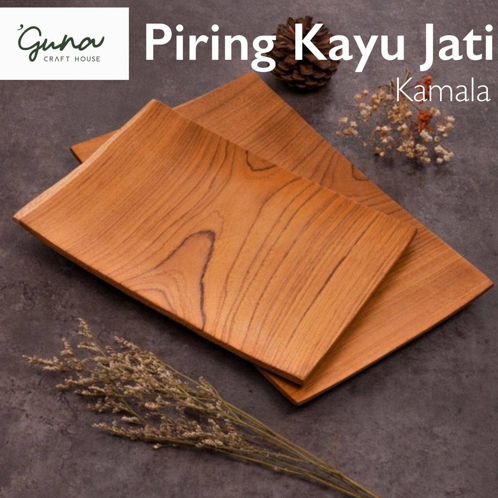 Jual Piring Kayu Jati Kamala - Natural Teak Wooden Plate - Handmade ...