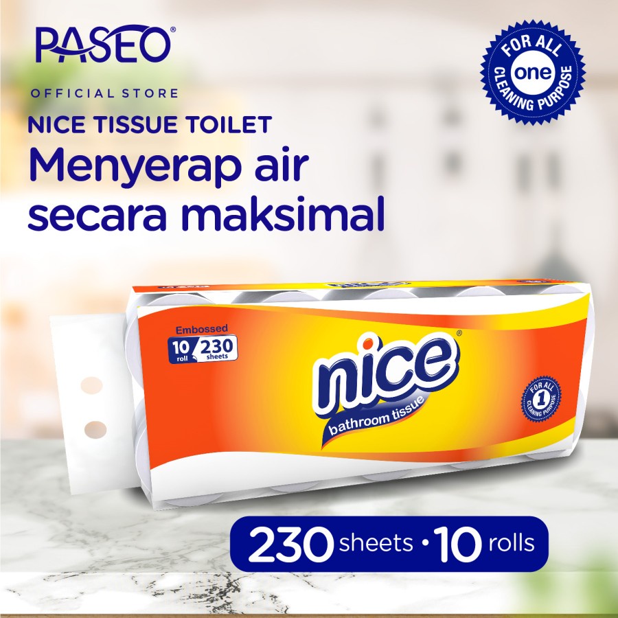 Jual Nice Tissue Toilet Roll Core Emboss 230 Sheets x 10 Roll | Shopee ...