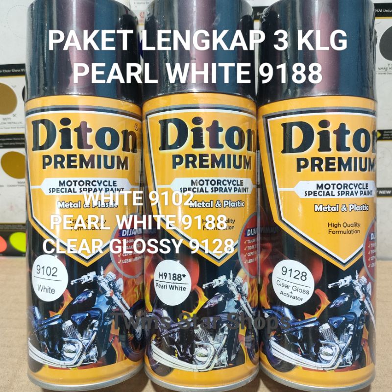 Jual Diton Premium Paket Lengkap 3 Kaleng 400cc Putih Mutiara Pearl White 9188 White 9102 Clear ...