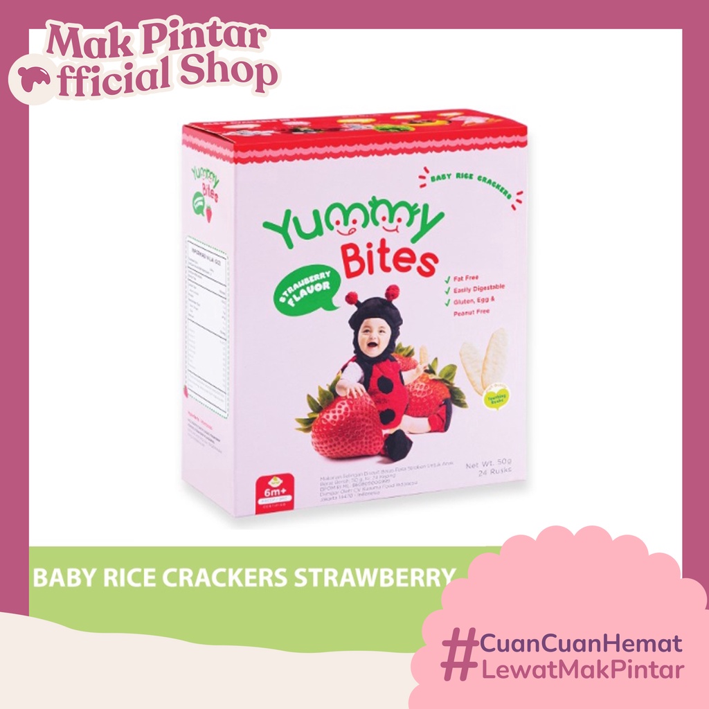 Jual Cemilan Bayi / Snack Anak Yummy Bites Rice Crackers 50gr | Shopee ...
