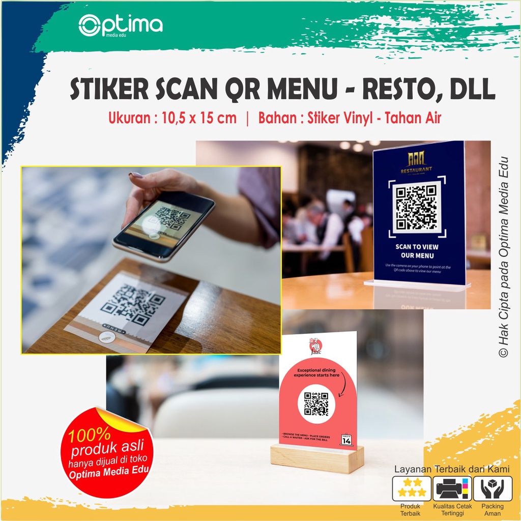 Jual Cetak Stiker Scan QR Code / Barkode Menu Resto/Kafe/warung makan ...