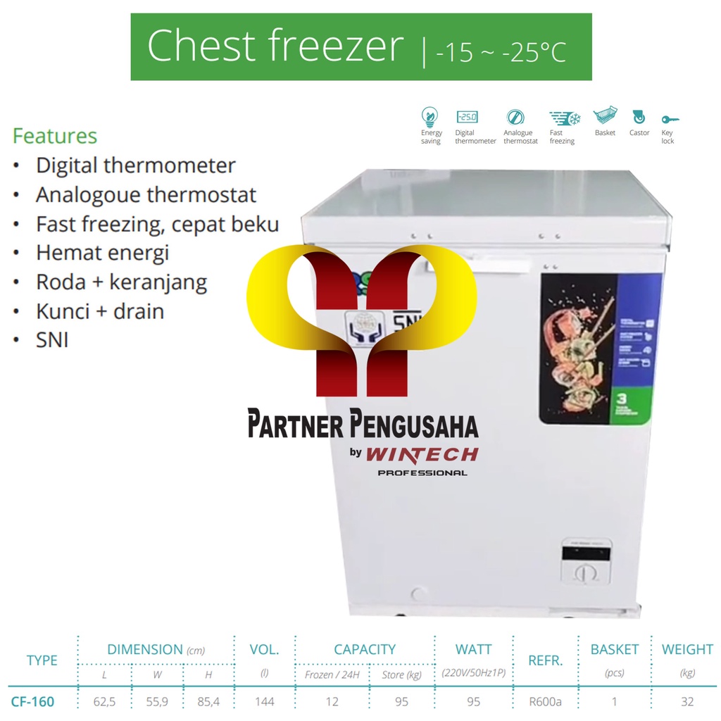 Jual RSA CF-160 CHEST FREEZER 150 LT /FREEZER BOX RSA CF160 / CF 160 ...