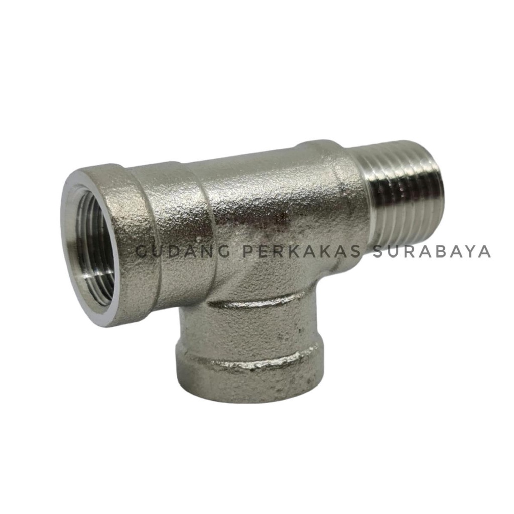 Jual T CONNECTOR SUS 304 F x F x M SAMBUNGAN PIPA STAINLESS SAMBUNGAN CABANG 3 TEE PIPA STAINLES ...