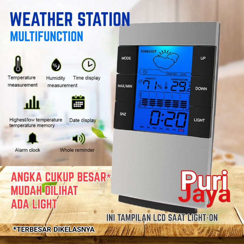 Jual Sensor Suhu Kelembaban Humidity Jam Hygrometer Weather Station ...