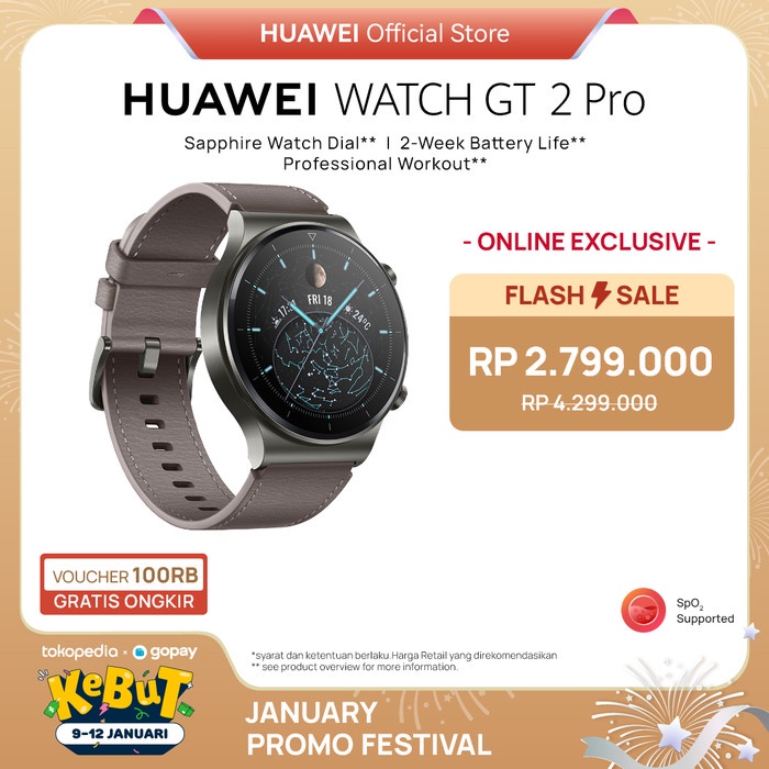 Jual HUAWEI WATCH GT 2 Pro SmartWatch - Nebula Gray Diskon | Shopee ...