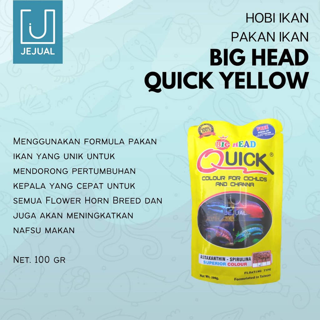 Jual BIG HEAD QUICK YELLOW 100gr Kuning Pakan/Pelet Ikan Channa/Cichild ...