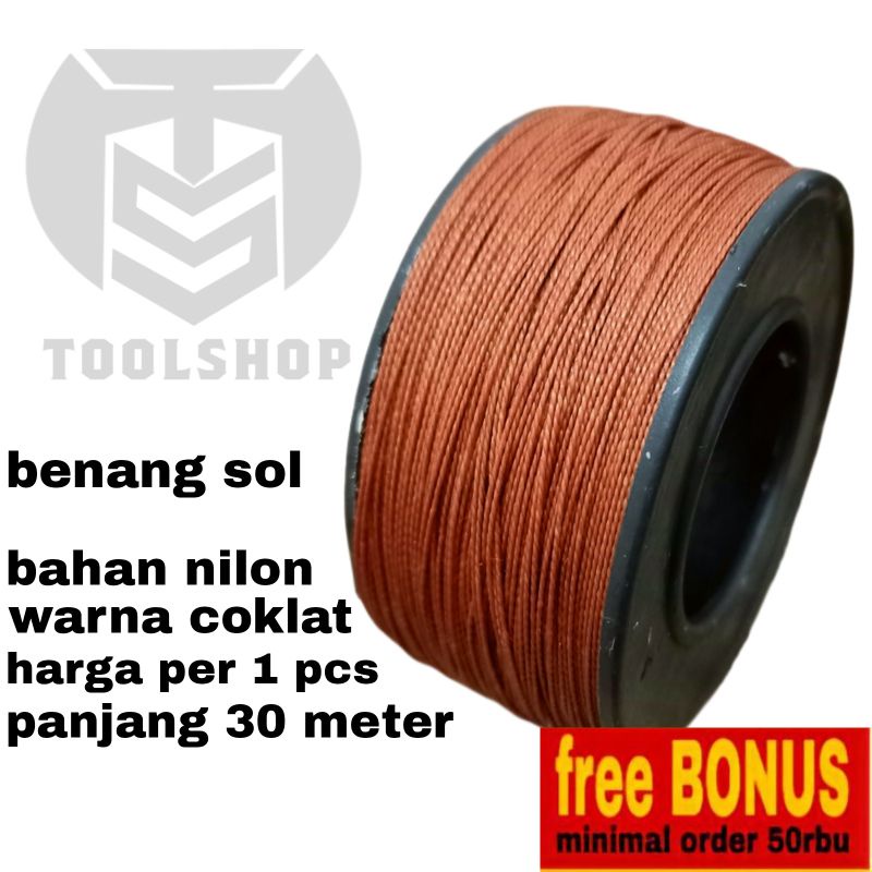 Jual Benang Sol Benang Nilon Coklat 30 Meter | Shopee Indonesia