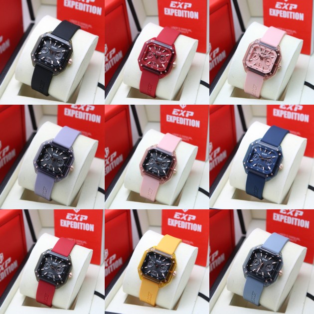 Jual Jam Tangan Wwanita Expedition EXP 6840 / E 6840 / E6840 Rubber ...