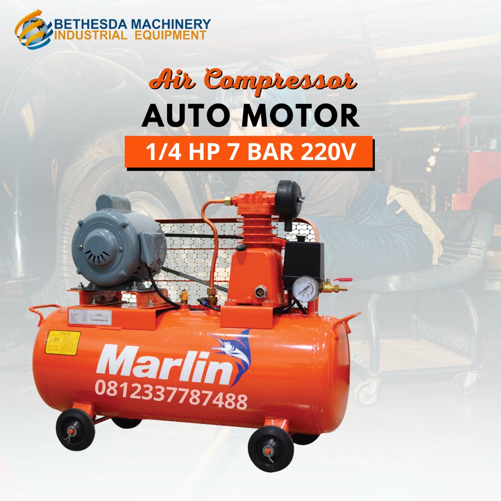 Jual Marlin Kompresor 1/4 Hp Angin/udara Kompresor 0.25 HP Auto+Motor 8 ...