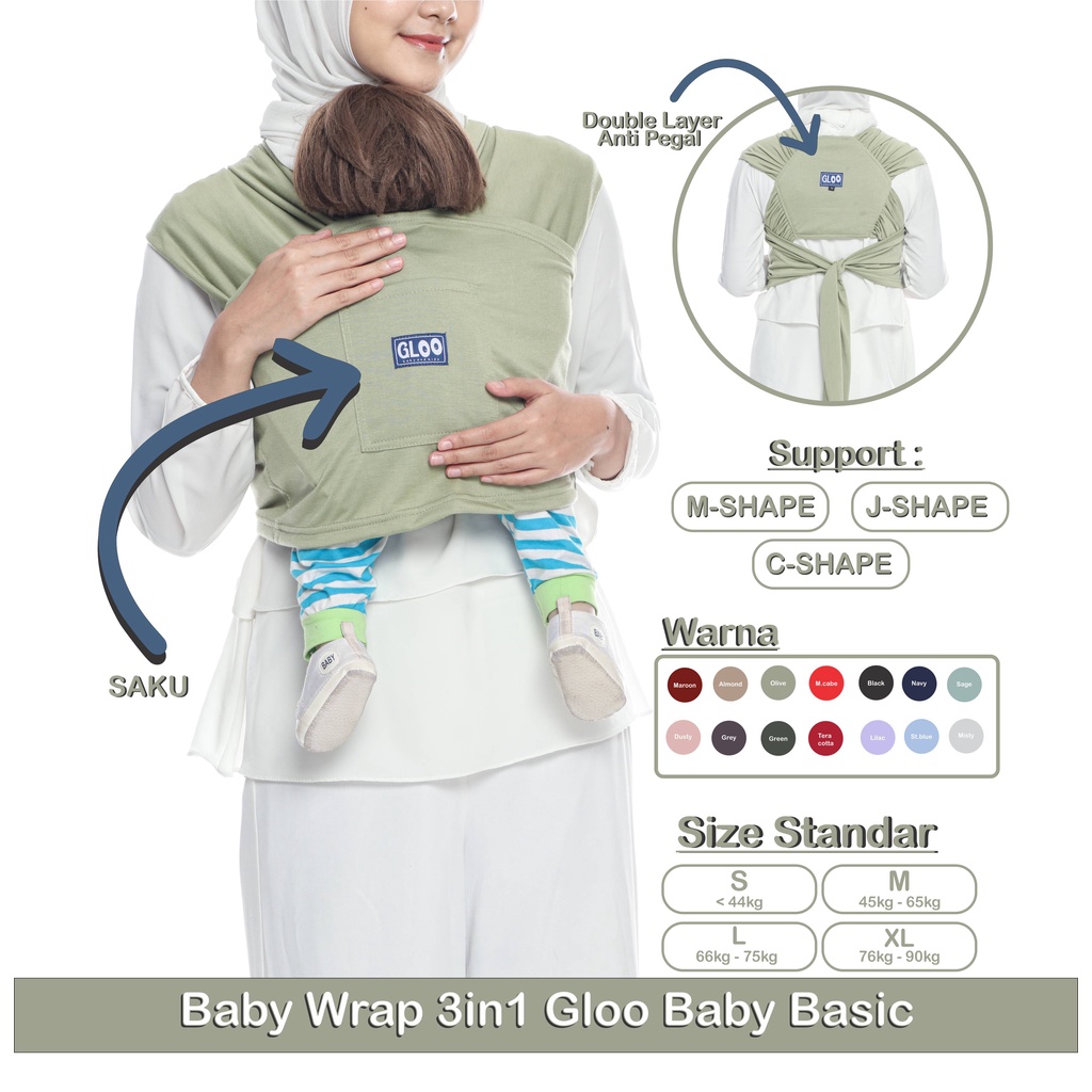 Jual Gendongan Bayi Depan M Shape Baby Wrap 3in1 Geos Baby Instan ...