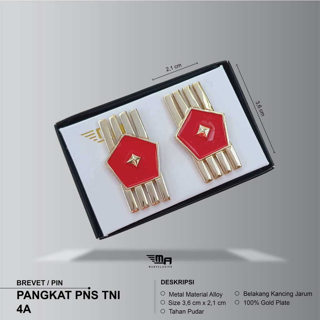 Jual PIN PANGKAT PNS TNI 4A PDH BRIVET BREVET WING PIN PANGKAT PNS TNI ...