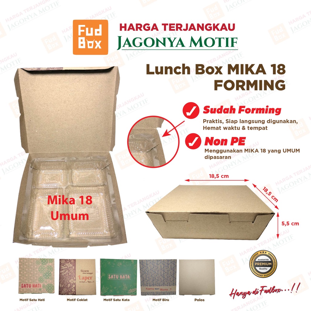 Jual Dus Kotak Nasi 18x18 | Box Makanan Kraft Dus Catering Motif ...