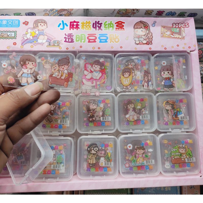 Jual Mainan Stiker Momo Box kartun Korea/ Stiker karakter isi 4box mini ...