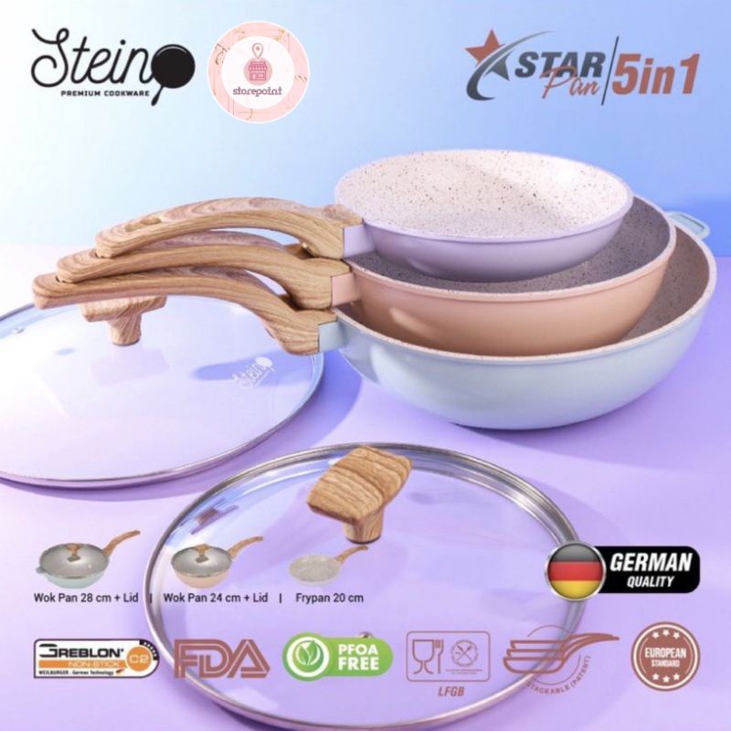 Jual Stein Frypan Seri Star Pan (2 Wok+2 Lid +1 Frypan) | Shopee Indonesia