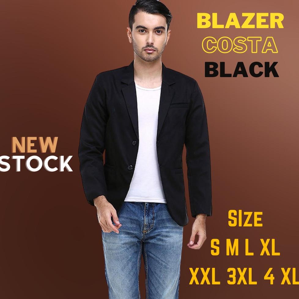 Jual Harga Bersahabat Jas Blazer Pria Hitam Slimfit Tersedia Jumbo Size ...